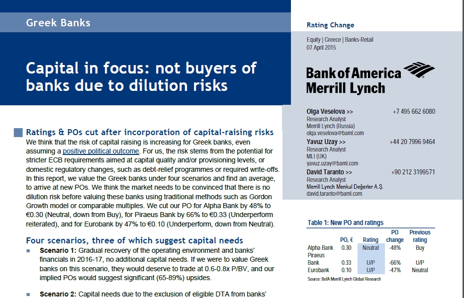 BofA ML: Πόσα νέα κεφάλαια μπορεί να χρειαστούν οι ελληνικές τράπεζες ...