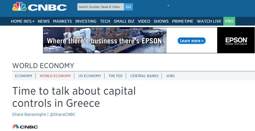 CNBC: Γιατί πλέον ήρθε η ώρα να μιλήσουμε για την επιβολή capital ...