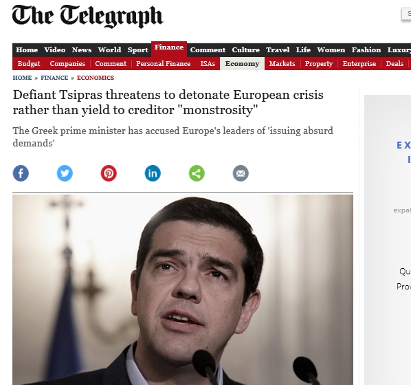 Telegraph: Ο Τσίπρας απειλεί να πυροδοτήσει μια πανευρωπαϊκή κρίση ...