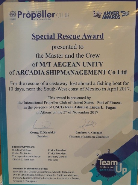 Arcadia Shipmanagement: H εντυπωσιακή διάσωση ναυαγού από το «Aegean ...